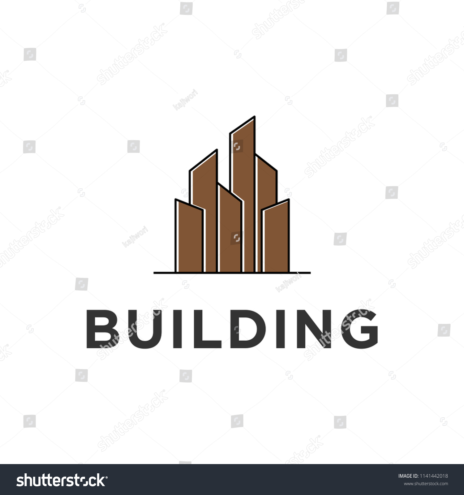Creative Line Art Building Logo Design Stock Vector (Royalty Free ...