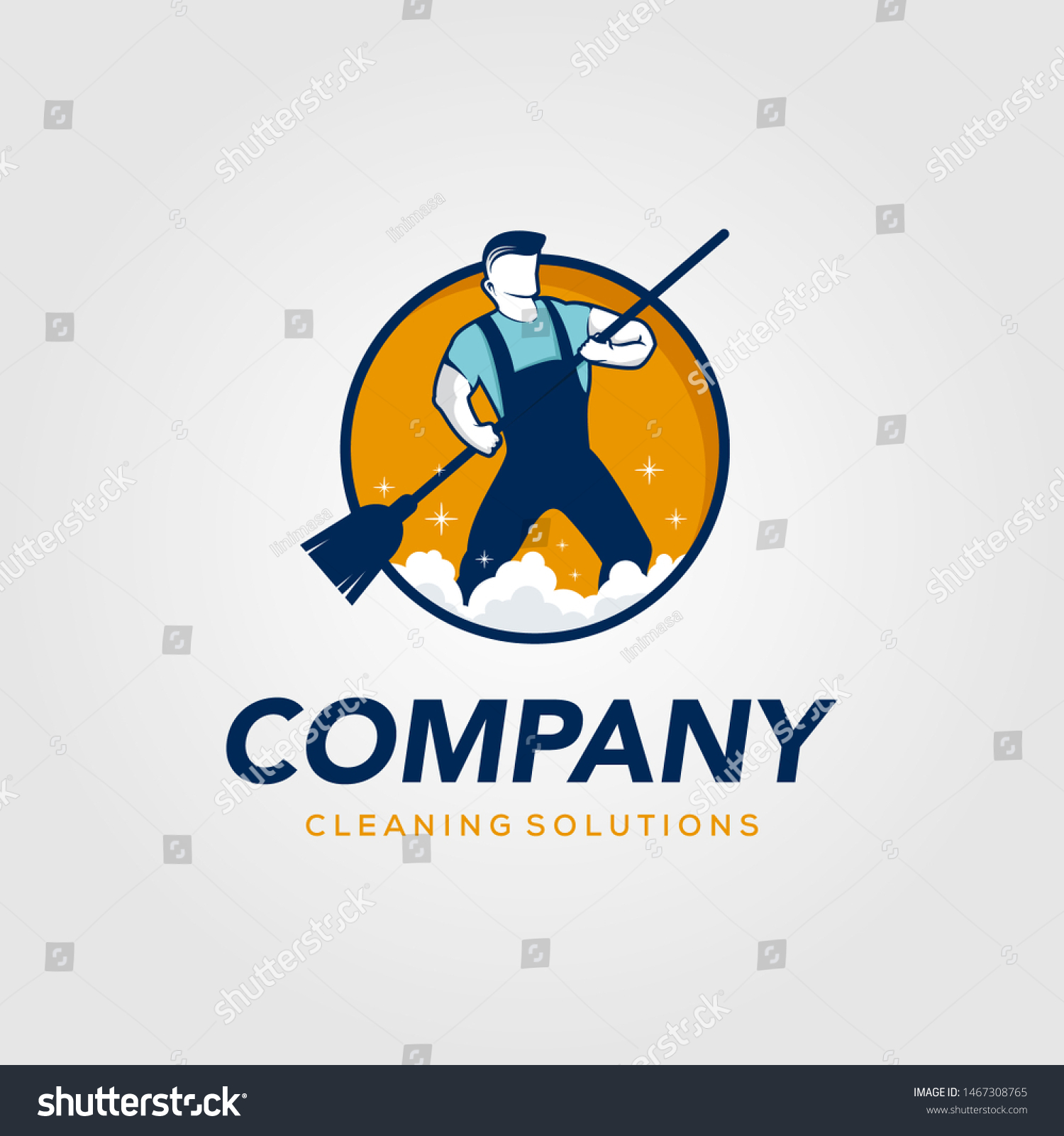 Creative Man Cleaning Concept Logo Design Stock Vector (Royalty Free ...