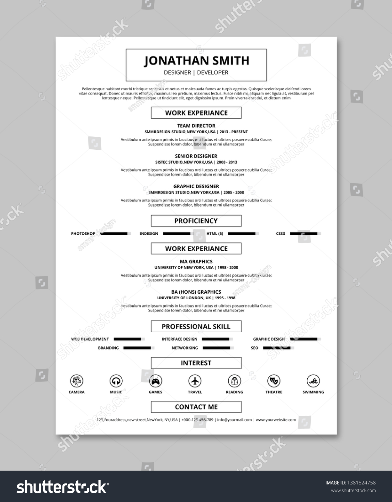 Creative Minimal Clean Resume Template Stock Vector (Royalty Free ...