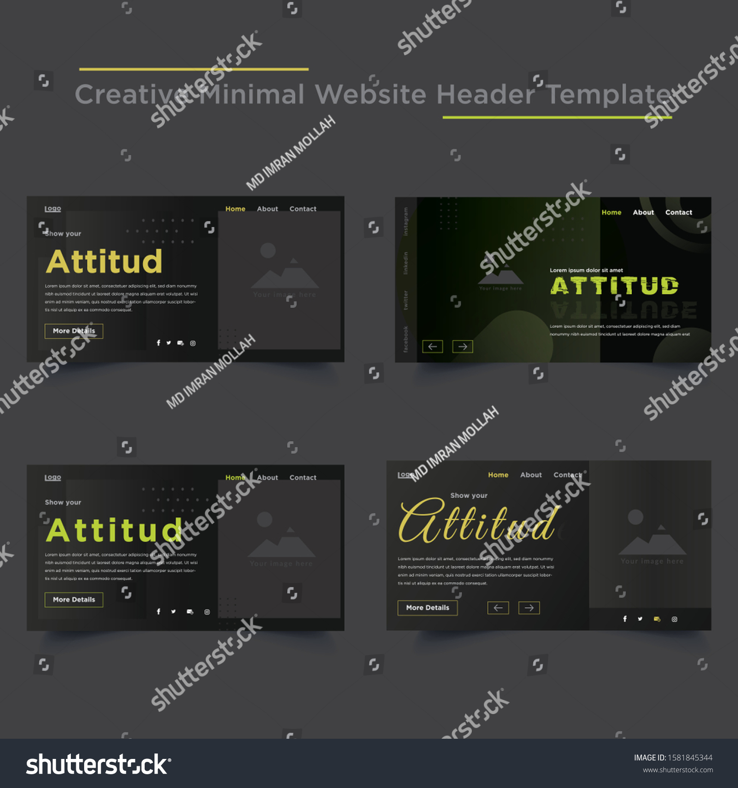 Creative Minimal Website Header Templates Design Stock Vector (Royalty ...