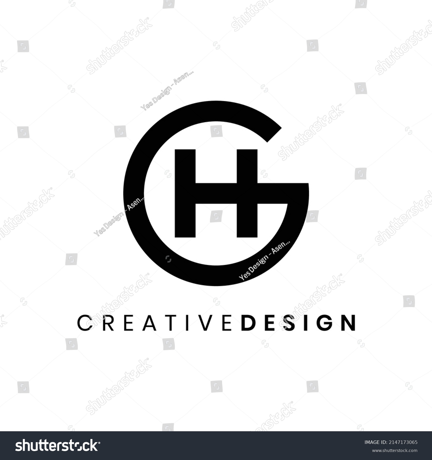 Creative Modern Circle Letter Gh Logo Stock Vector (Royalty Free ...