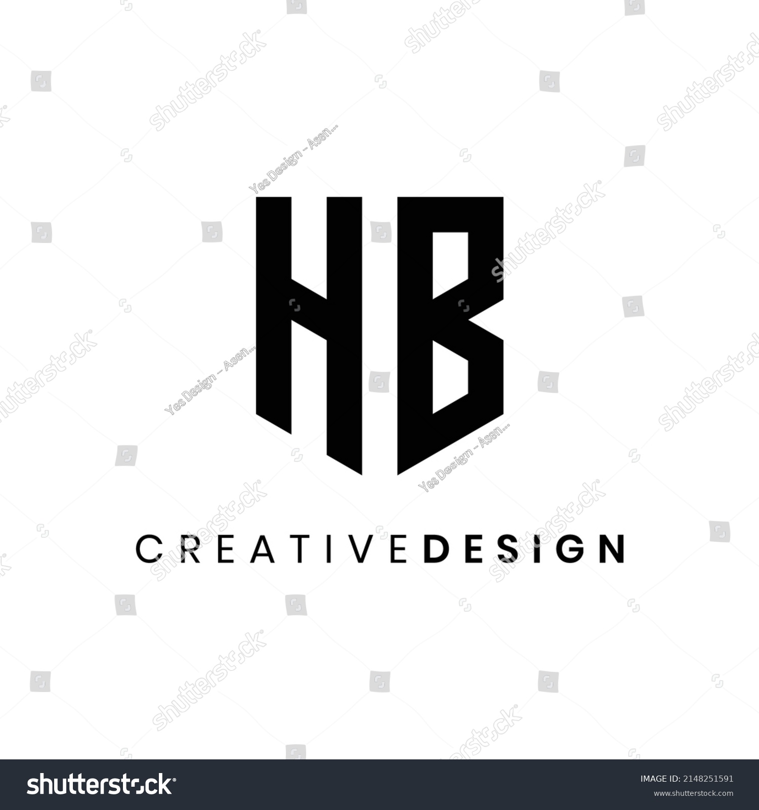 Creative Modern Letter Hb Shield Shape Stock Vector (Royalty Free ...