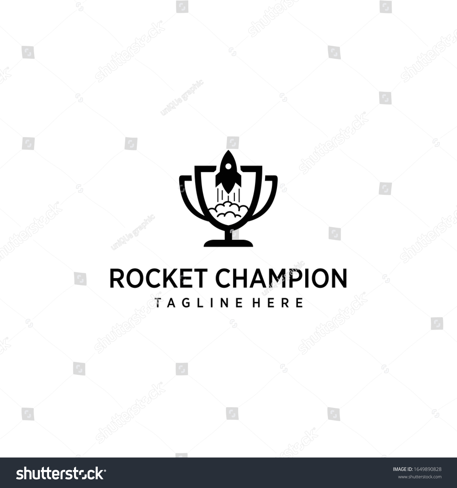Creative Modern Rocket Space Trophy Logo Stock Vector (Royalty Free ...