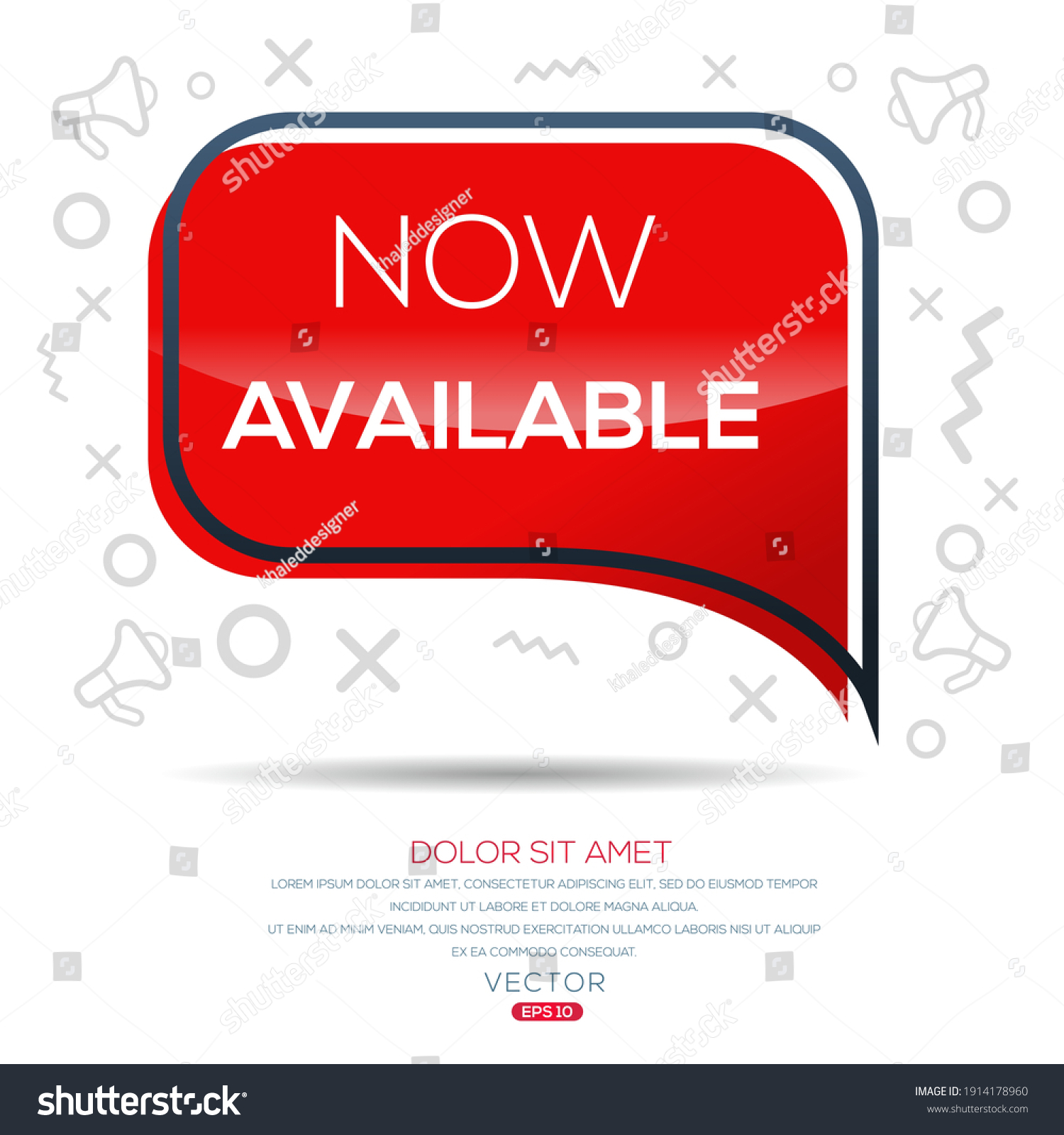 Creative Now Available Text Written Speech Stock Vector (Royalty Free ...