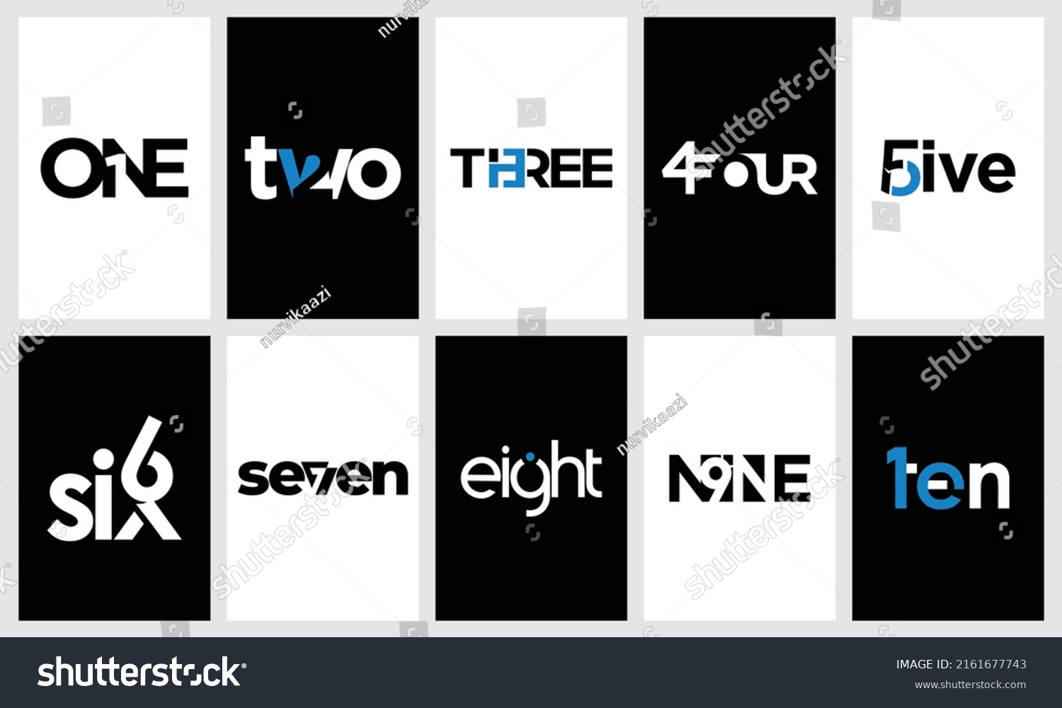 Creative Number Logo Text Negative Space Stock Vector (Royalty Free ...