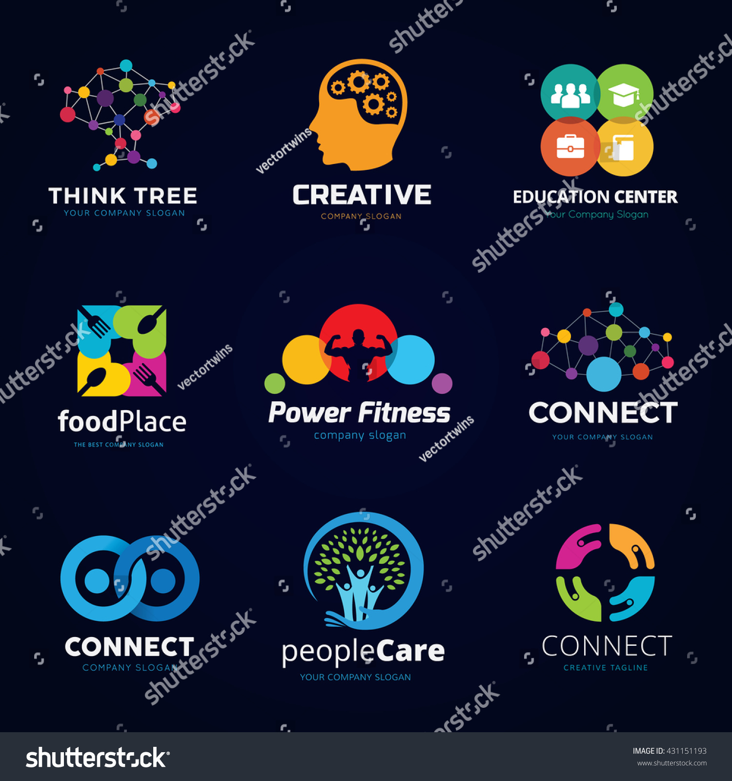 Creative People Learning Logo Set Stock Vector (Royalty Free) 431151193 ...