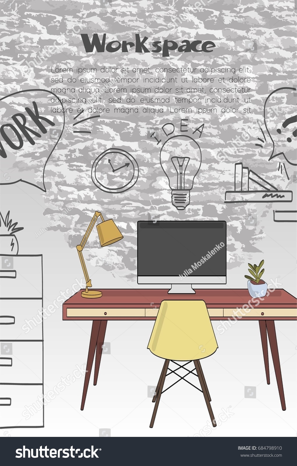 Creative Poster Office Workspace Stock Vector (Royalty Free) 684798910