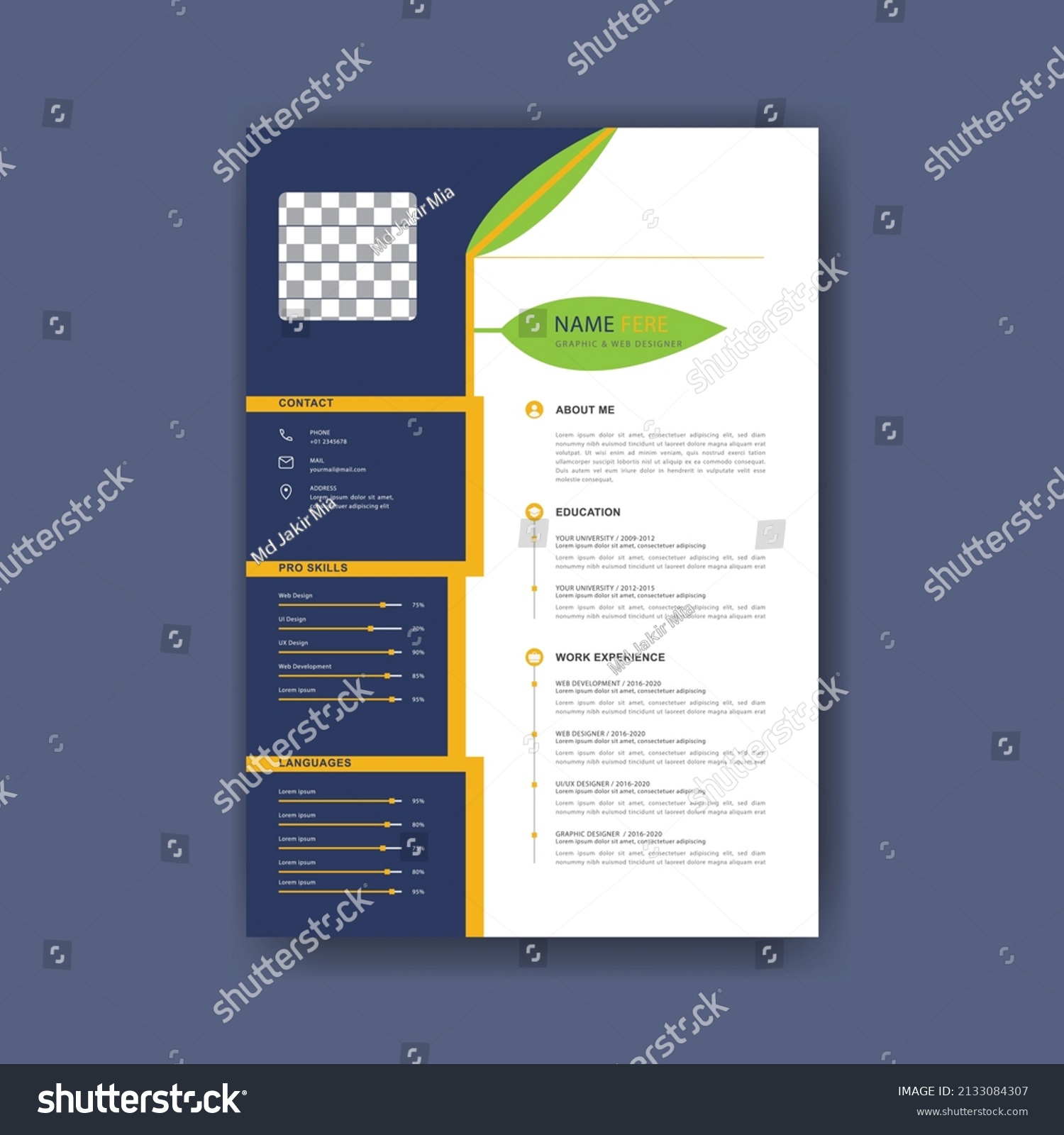 Creative Professional Cv Design Template Stock Vector (Royalty Free ...