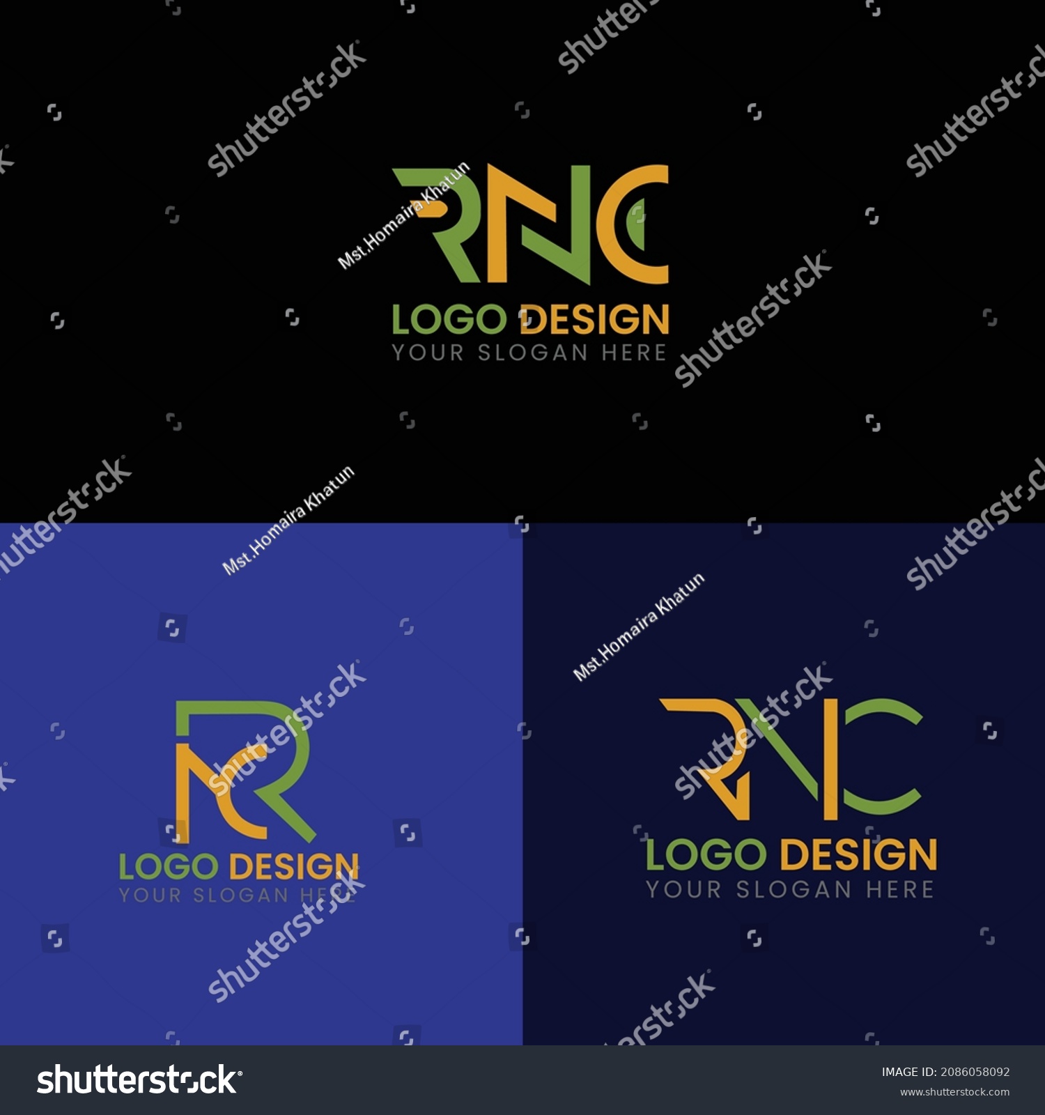 Creative Rnc Letter Logo Design Stock Vector (Royalty Free) 2086058092