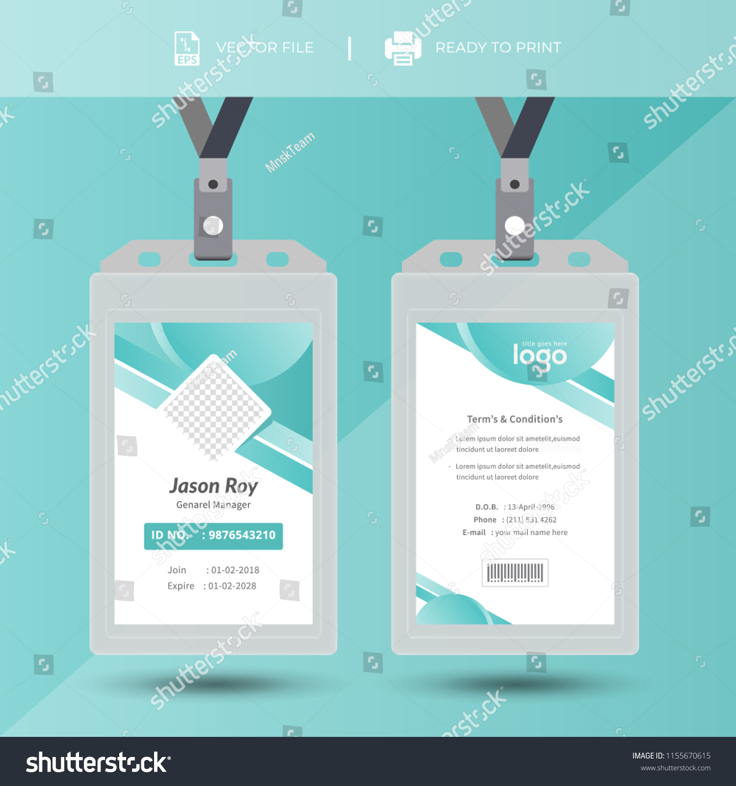 Creative Simple Id Card Design You Stock Vector (Royalty Free) 1155670615