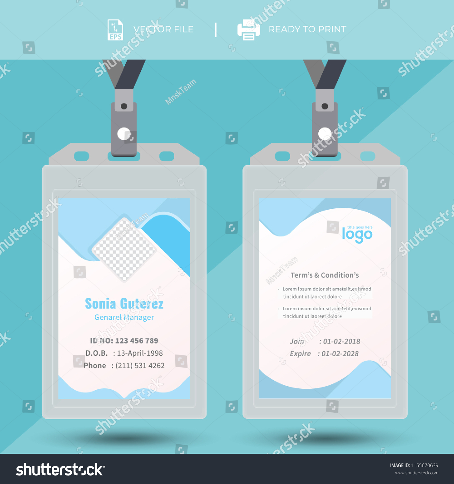 Creative Simple Id Card Design You Stock Vector (Royalty Free) 1155670639