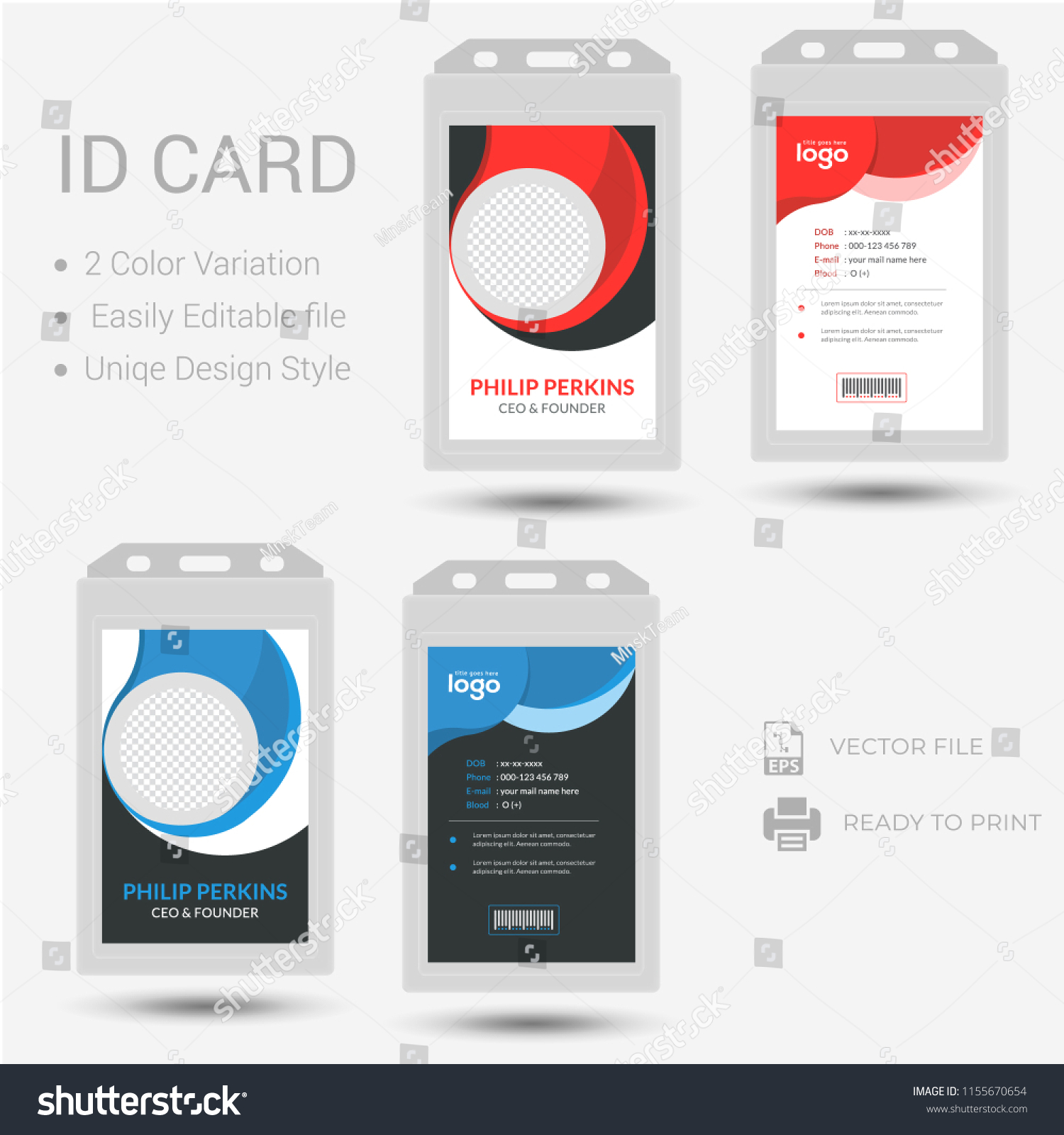 Creative Simple Id Card Design You Stock Vector (Royalty Free ...