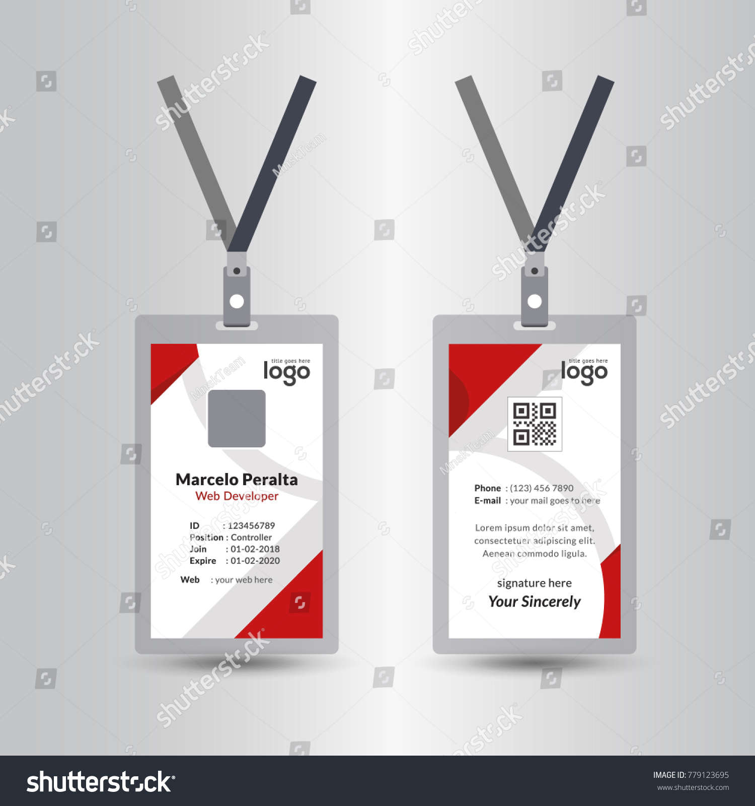 Creative Simple Red Id Card Design Stock Vector (Royalty Free) 779123695