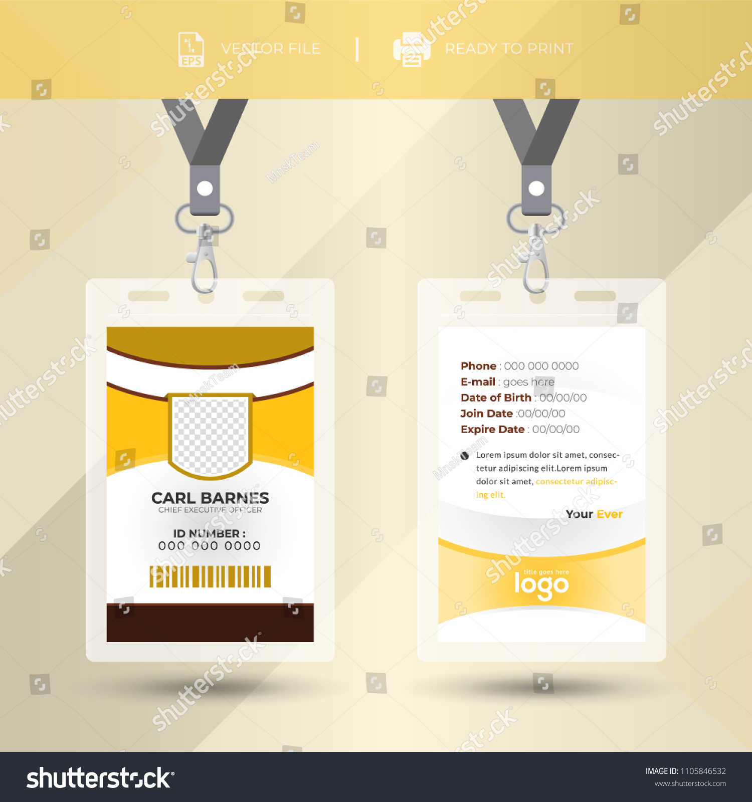 Creative Simple Yellow Black Id Card Stock Vector (Royalty Free) 1105846532