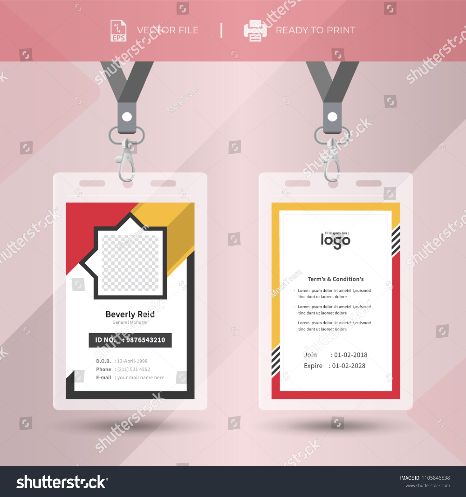 Creative Simple Yellow Black Id Card Stock Vector (Royalty Free ...