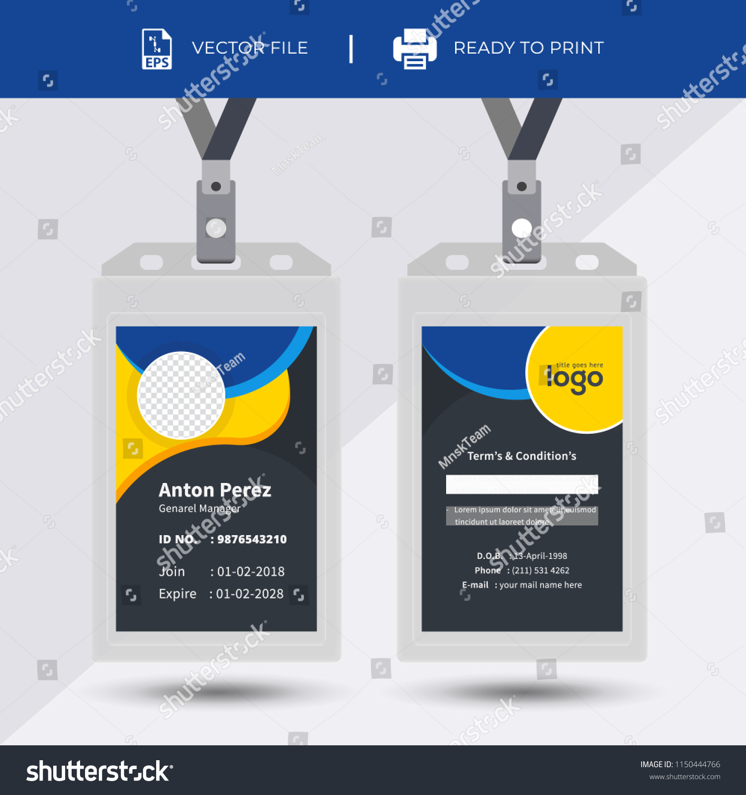 Creative Simple Yellow Black Id Card Stock Vector (Royalty Free ...