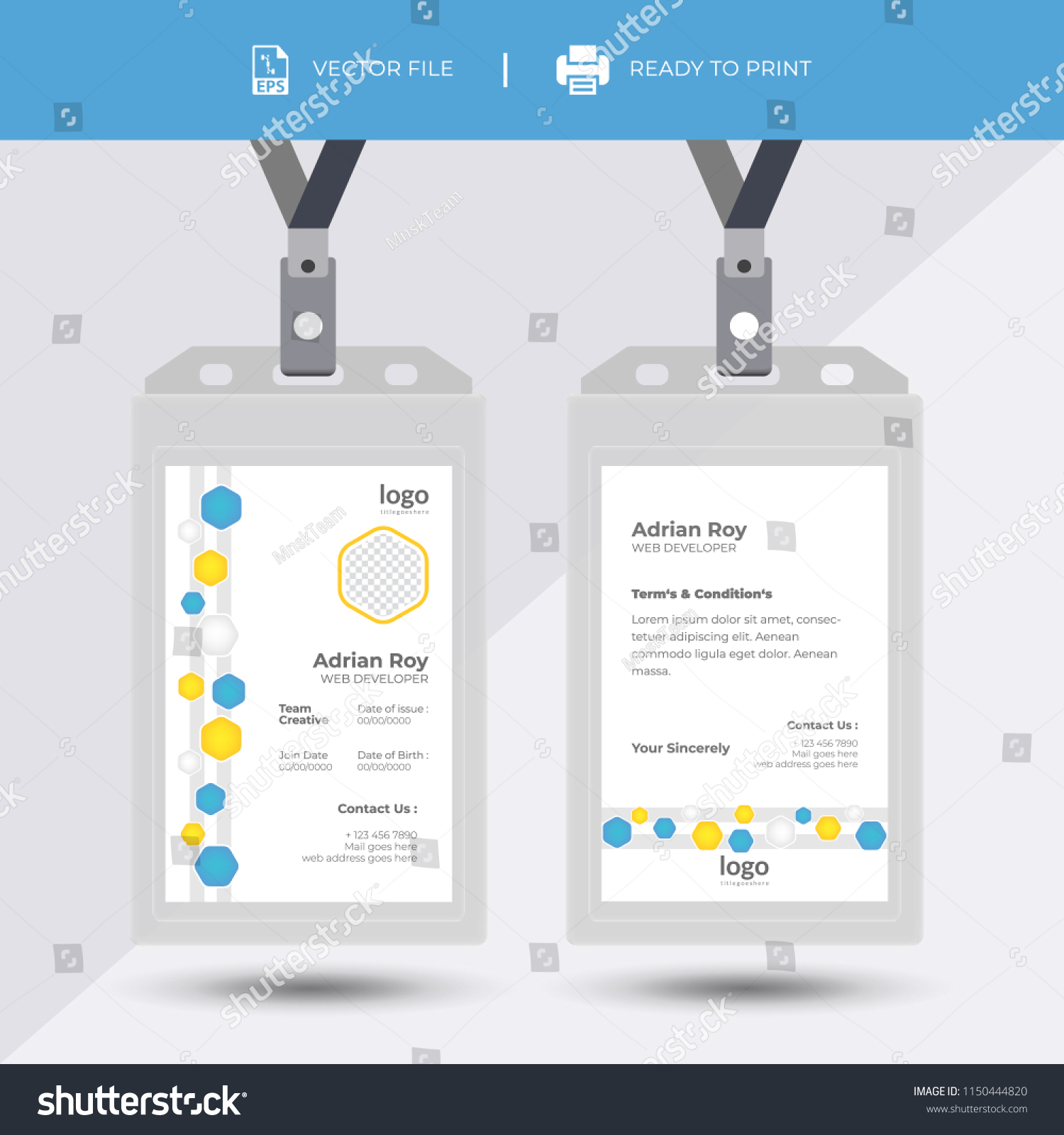Creative Simple Yellow Black Id Card Stock Vector (Royalty Free) 1150444820