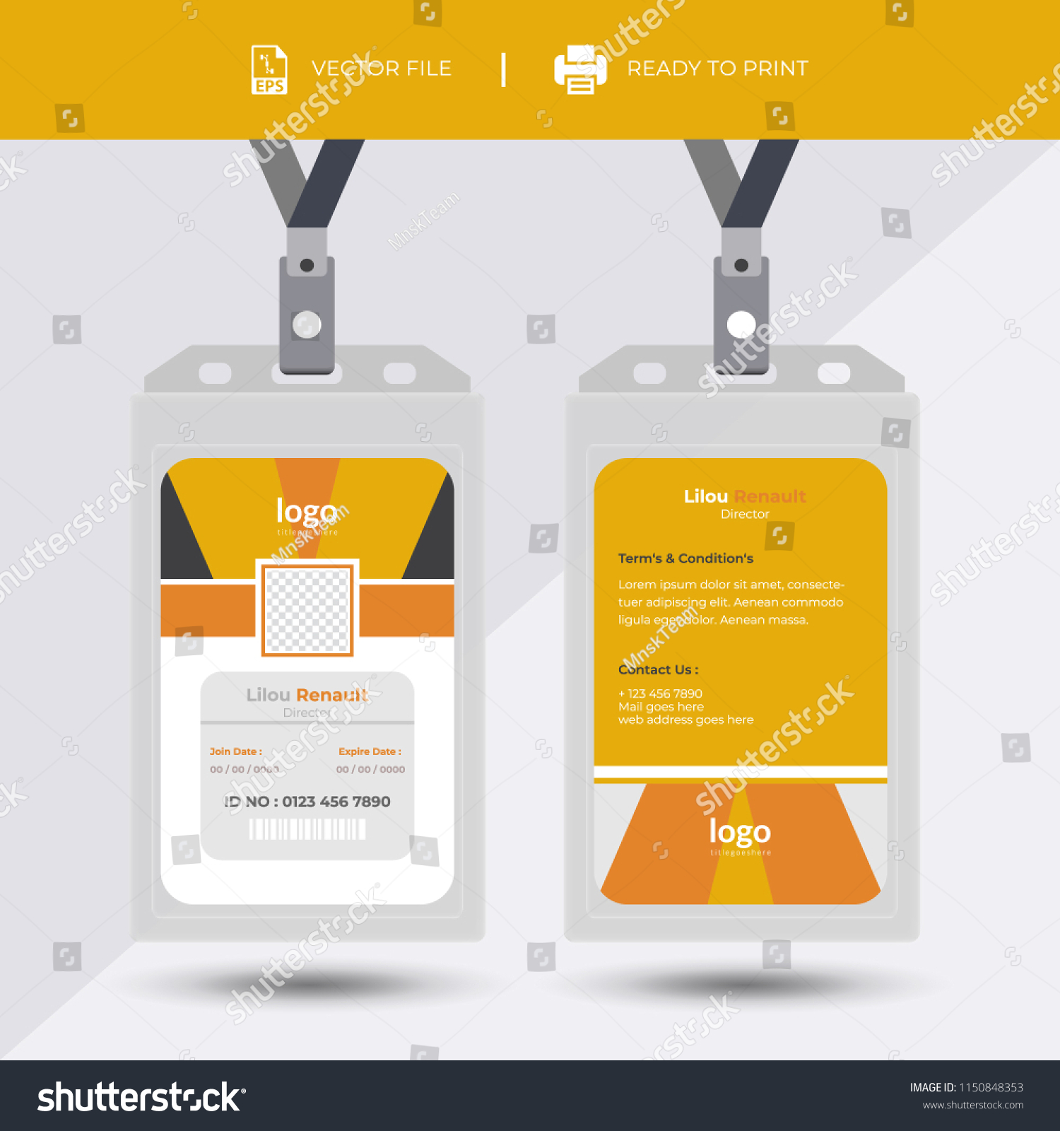 Creative Simple Yellow Black Id Card Stock Vector (Royalty Free ...