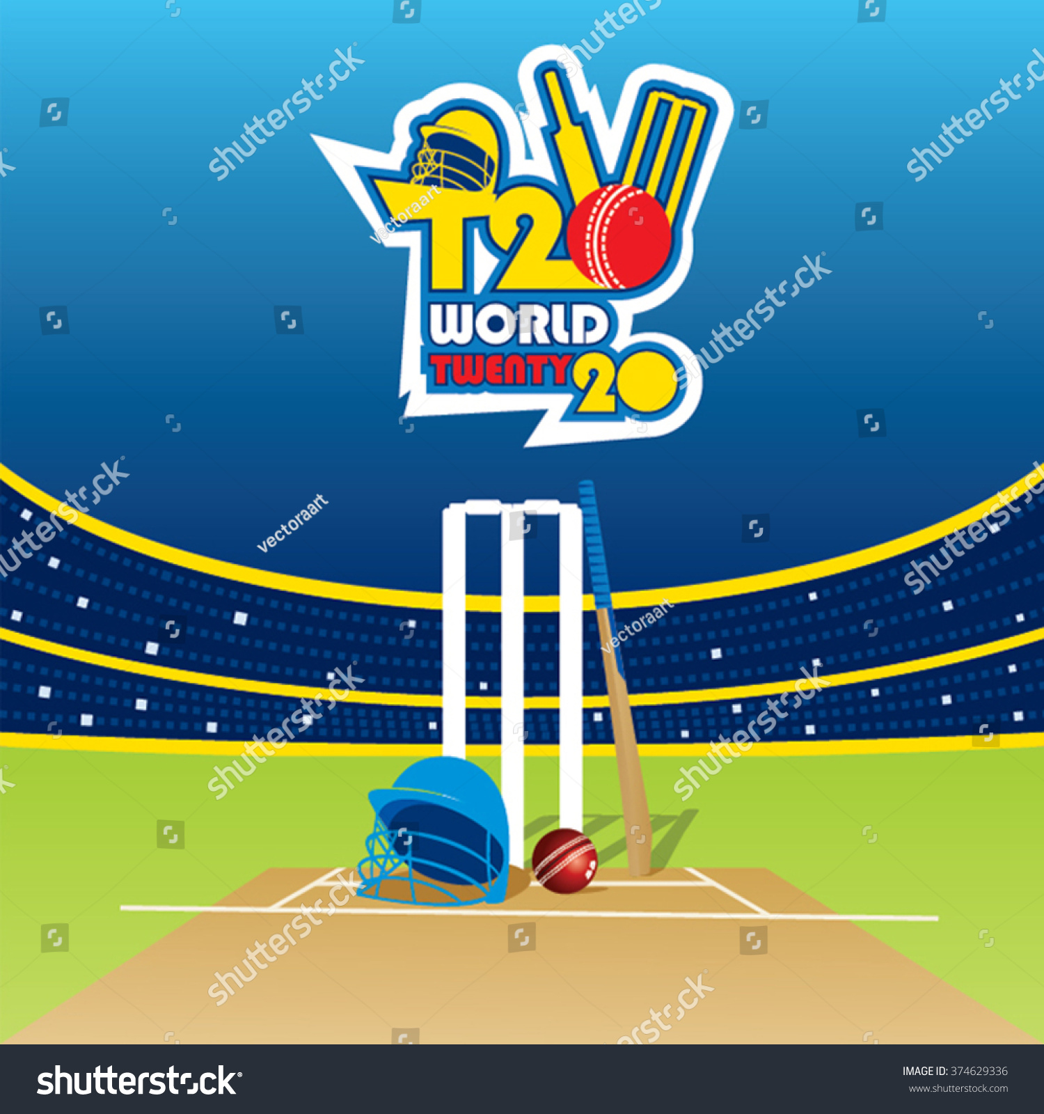 Creative T20 Cricket World Cup Banner Stock Vector (Royalty Free) 374629336