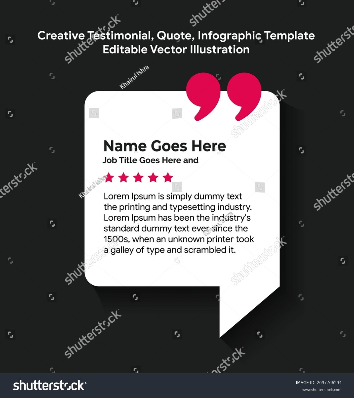 Creative Testimonial Quote Infographic Template Editable Stock Vector ...