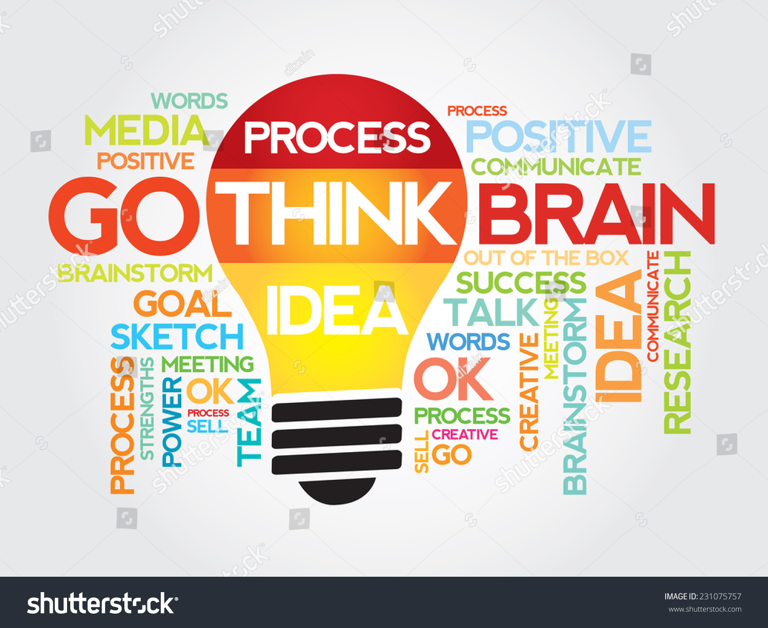 Creative Think Idea Process Bulb Word Stock Vector (Royalty Free) 231075757