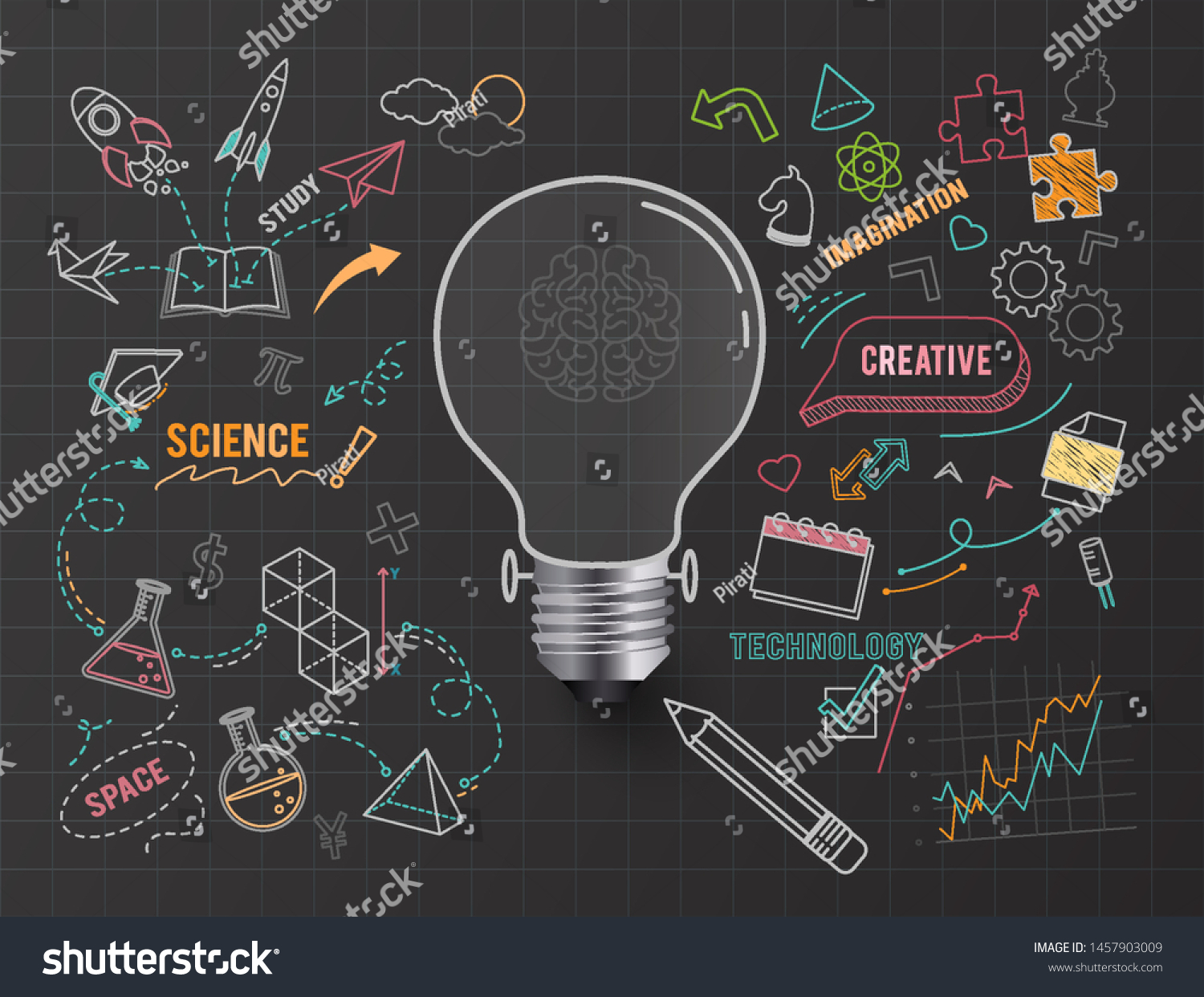 Creative Thinking Idea Bulb On Paper Stock Vector (Royalty Free) 1457903009