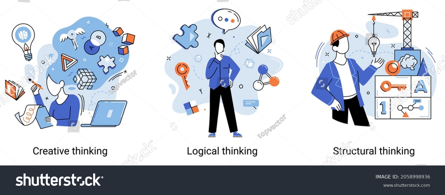 Creative Thinking People Different Mental Mindset Stock Vector (Royalty ...