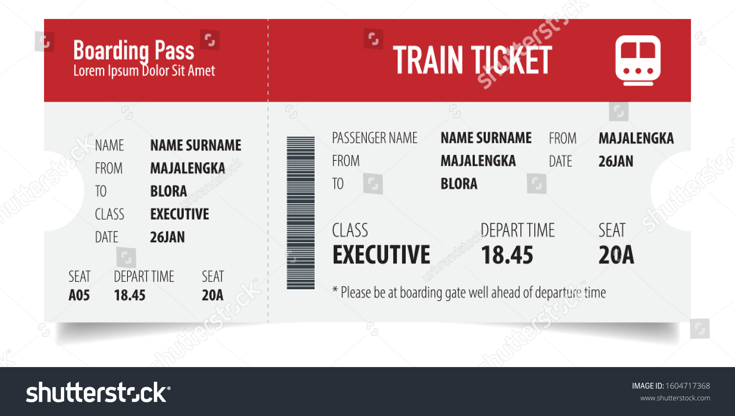 Creative Train Ticket Concept Design Modern Stock Vector (Royalty Free ...