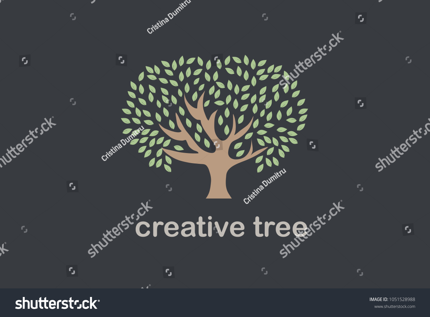 Creative Tree Logo Design Vector: vector de stock (libre de regalías ...