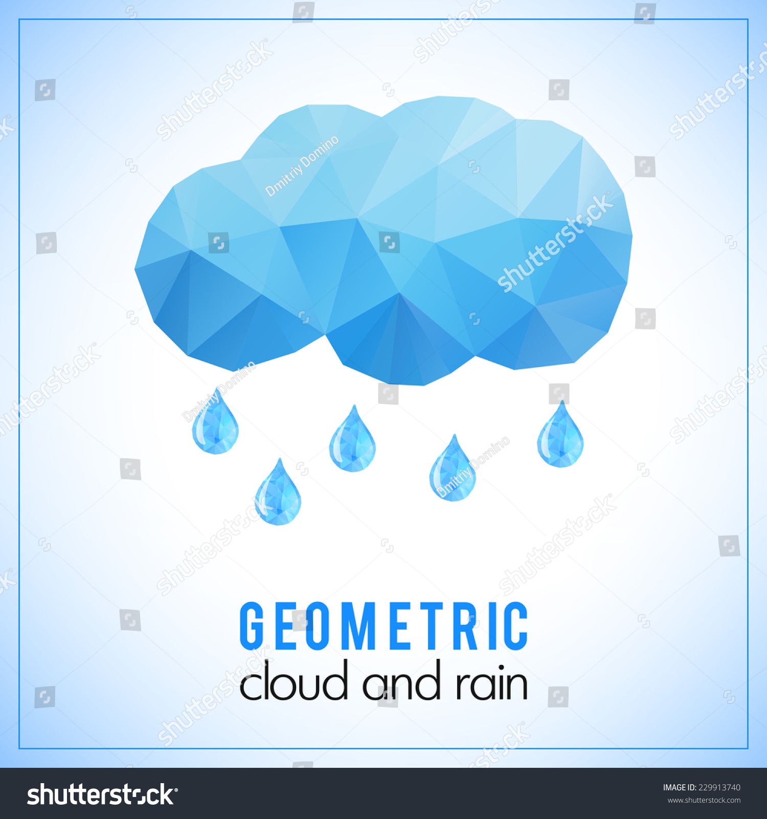 Creative Triangle Geometrical Blue Cloud Rain Stock Vector (Royalty ...