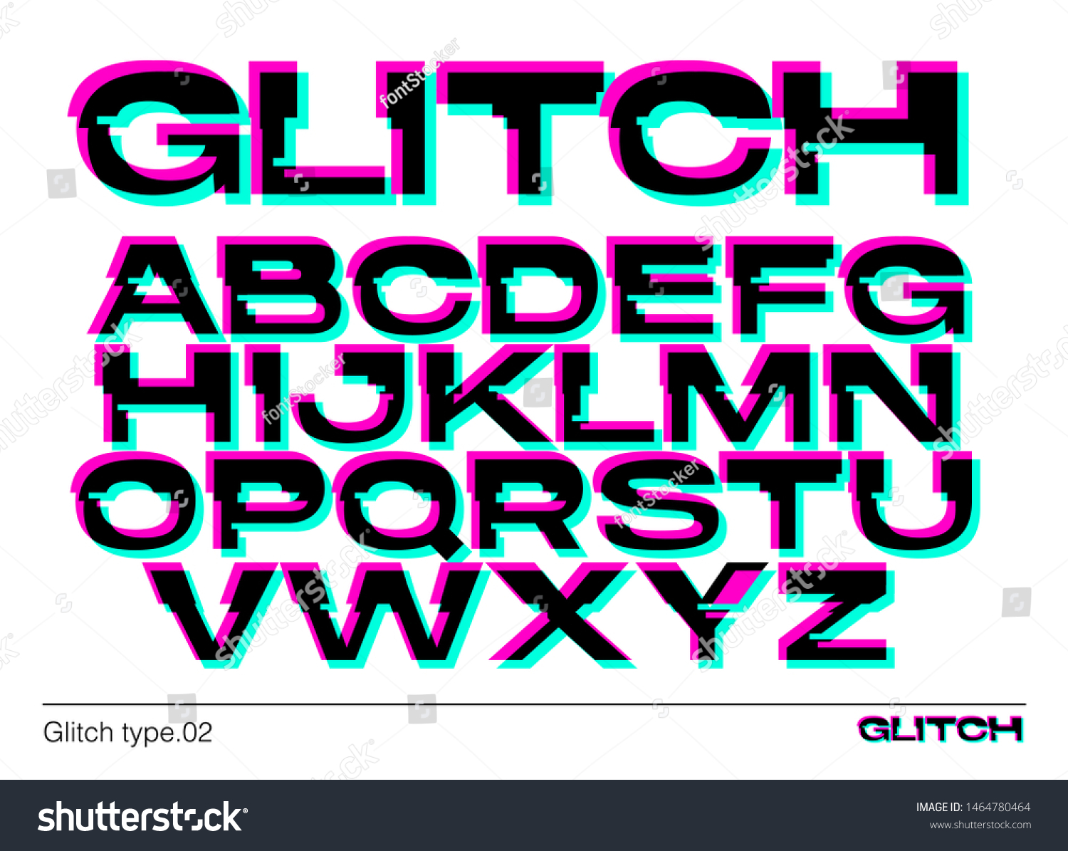 Creative Vector Font Glitch Effect Decorative Stock Vector (Royalty ...