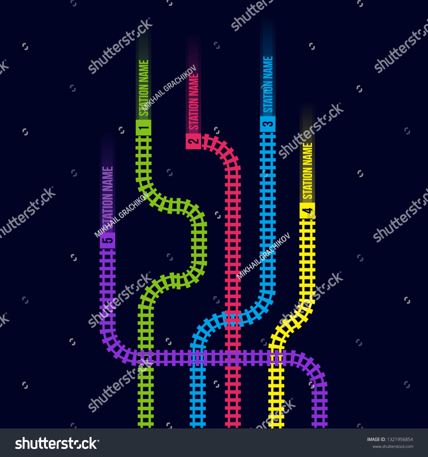 Creative Vector Illustration Railway Station Map Stock Vector Royalty