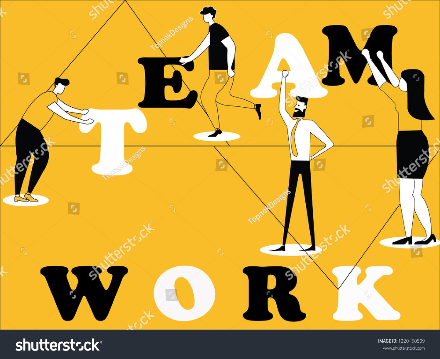 Creative Word Concept Teamwork People Doing Stock Vector (Royalty Free ...