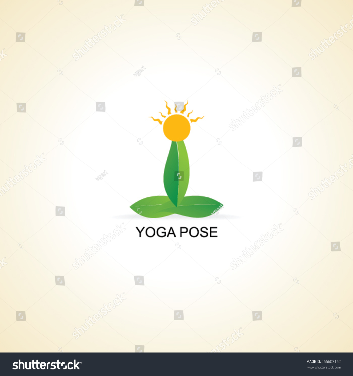 Creative Yoga Pose Created Green Leaf Stock Vector (Royalty Free ...