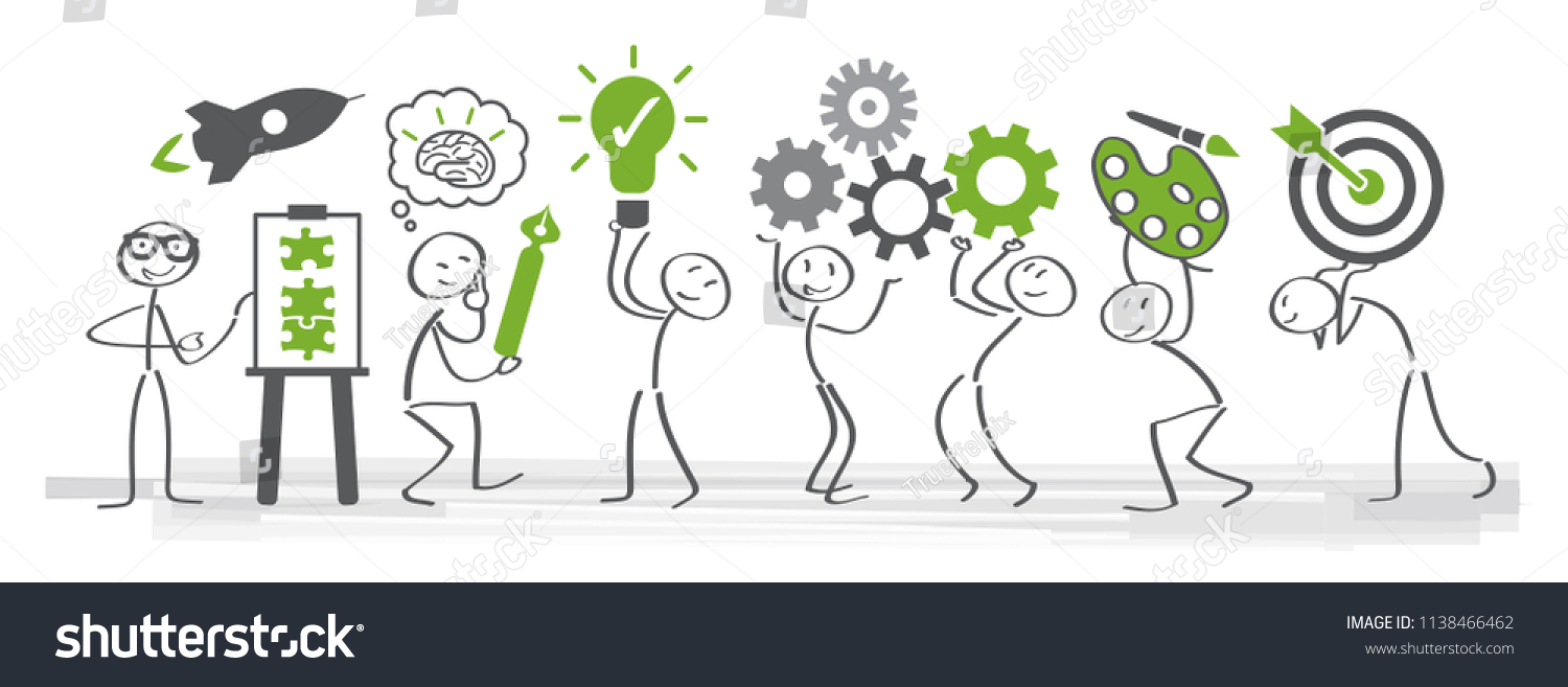 Creativity Vector Illustration Concept Stick Figures Stock Vector ...