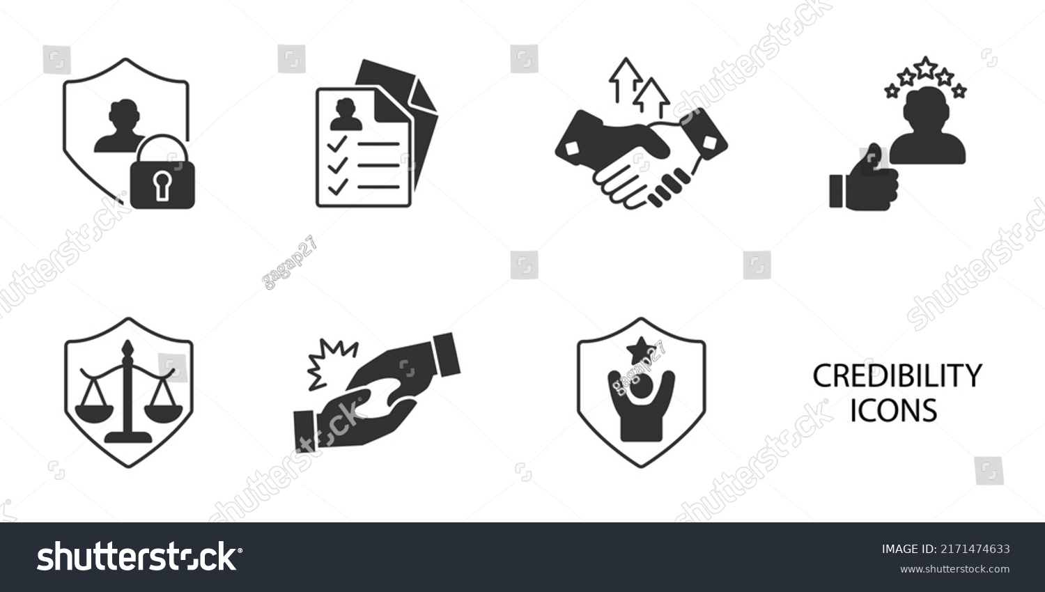 Credibility Icons Set Credibility Pack Symbol Stock Vector (Royalty ...