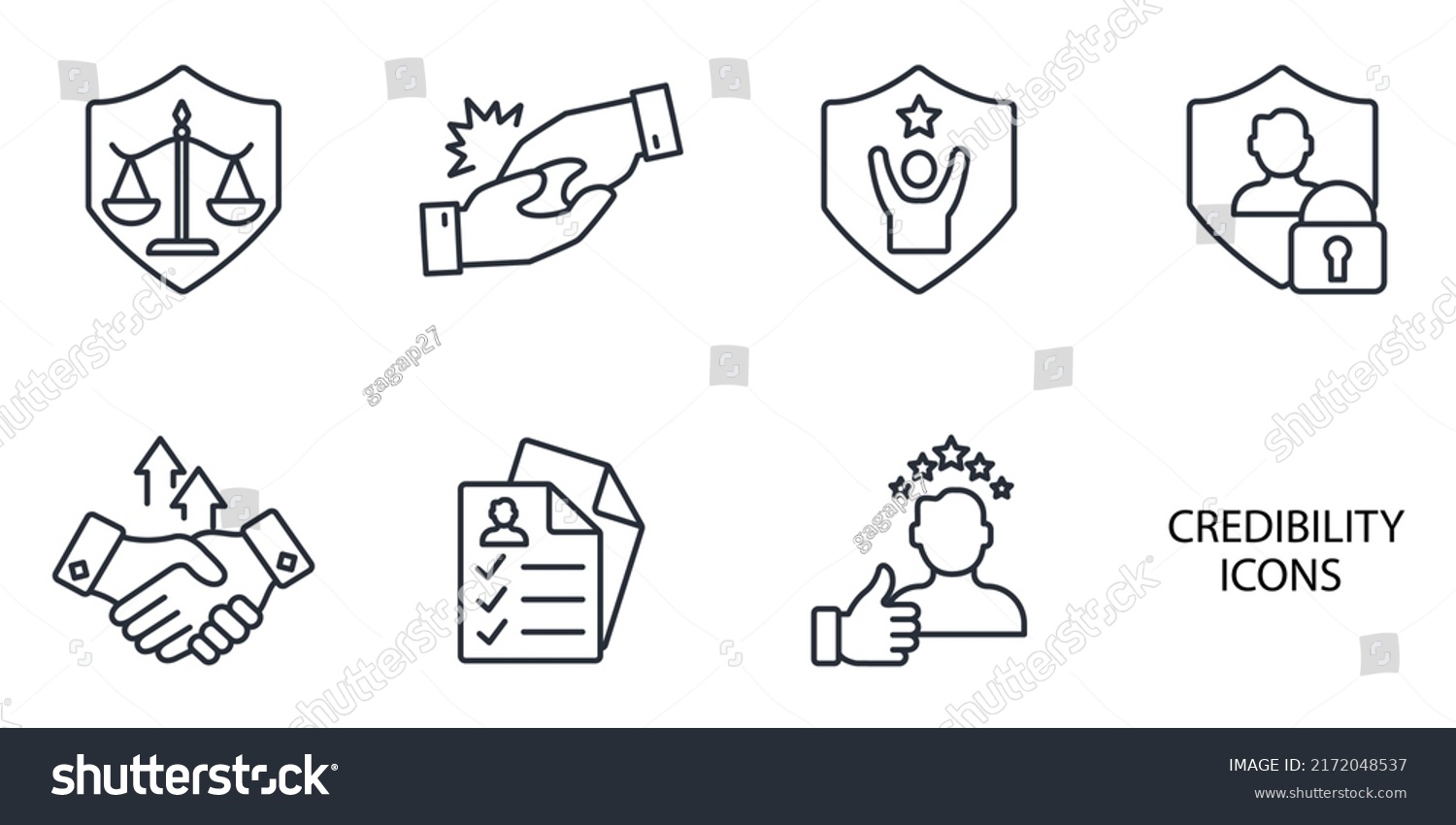 Credibility Icons Set Credibility Pack Symbol Stock Vector (Royalty ...