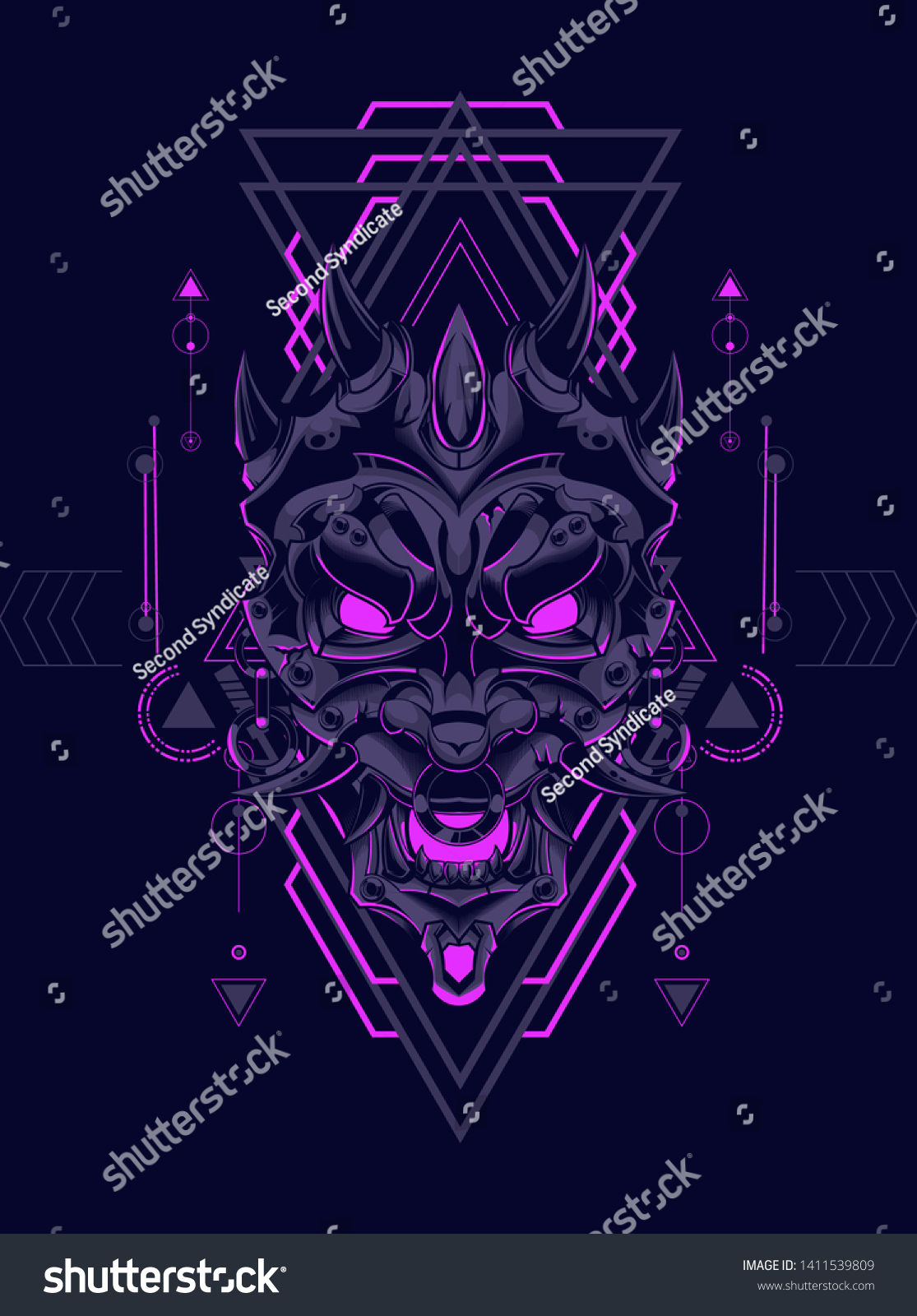 Creepy Devil Face Sacred Geometry Pattern Stock Vector (Royalty Free ...