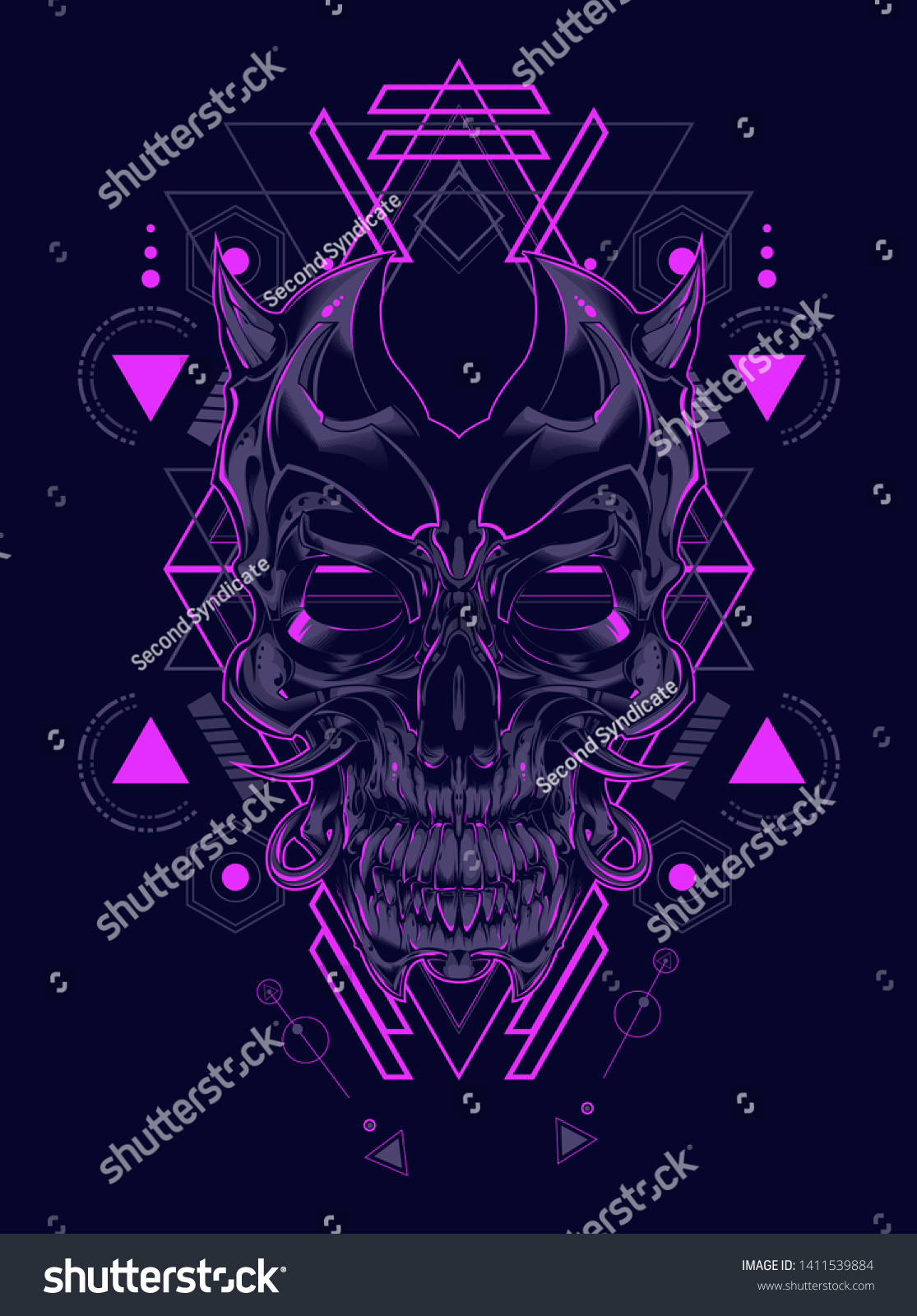Creepy Devil Face Sacred Geometry Pattern: เวกเตอร์สต็อก (ปลอดค่า ...