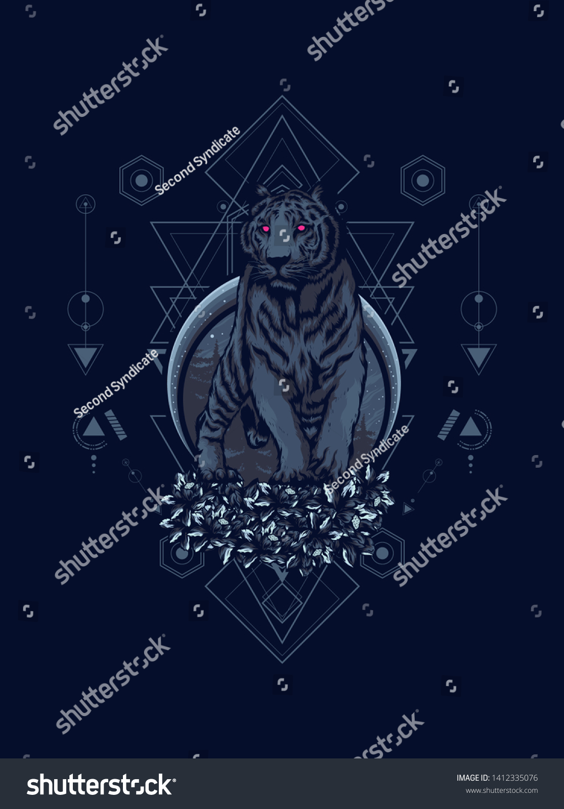 Creepy Tiger Sacred Geometry Pattern Stock Vector (Royalty Free ...