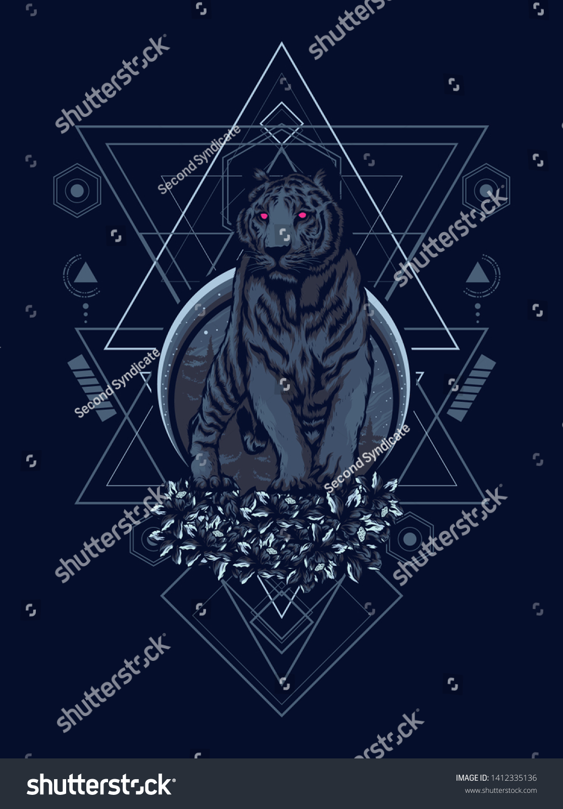 Creepy Tiger Sacred Geometry Pattern Stock Vector (Royalty Free ...