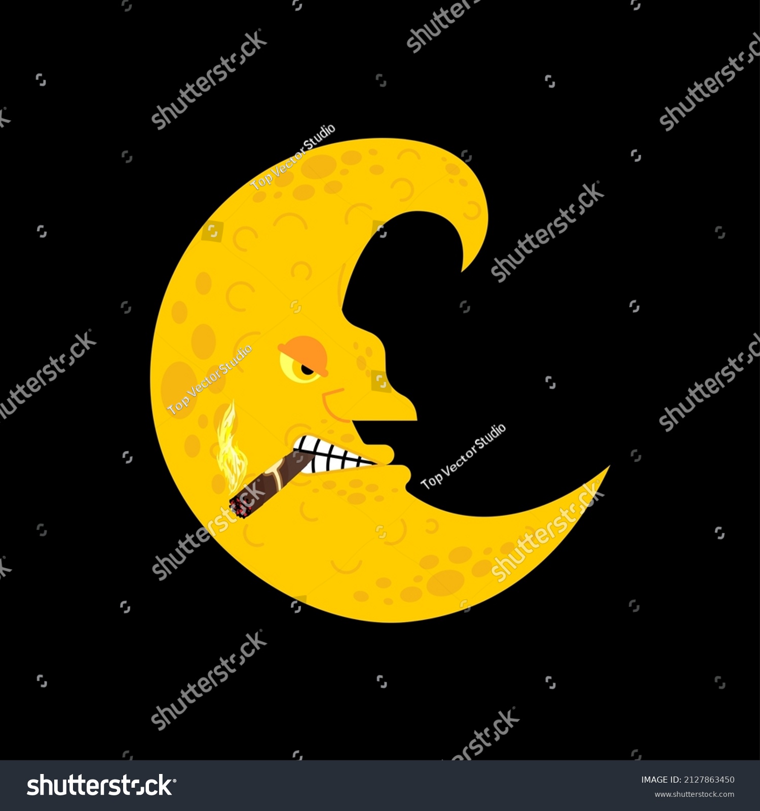 Crescent Face Isolated Moon Face Vector Stock Vector (Royalty Free ...