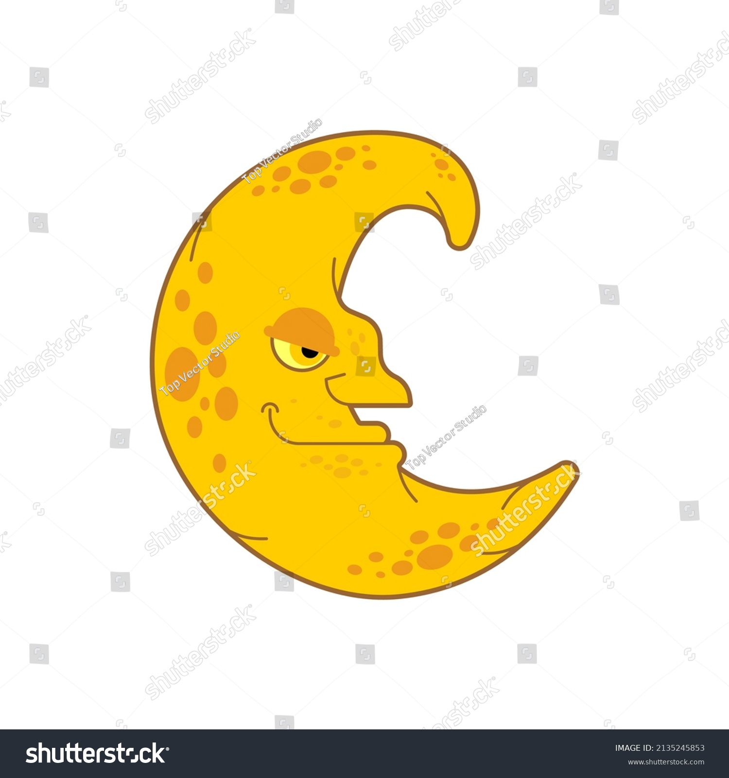 Crescent Face Isolated Moon Face Vector Stock Vector (Royalty Free ...