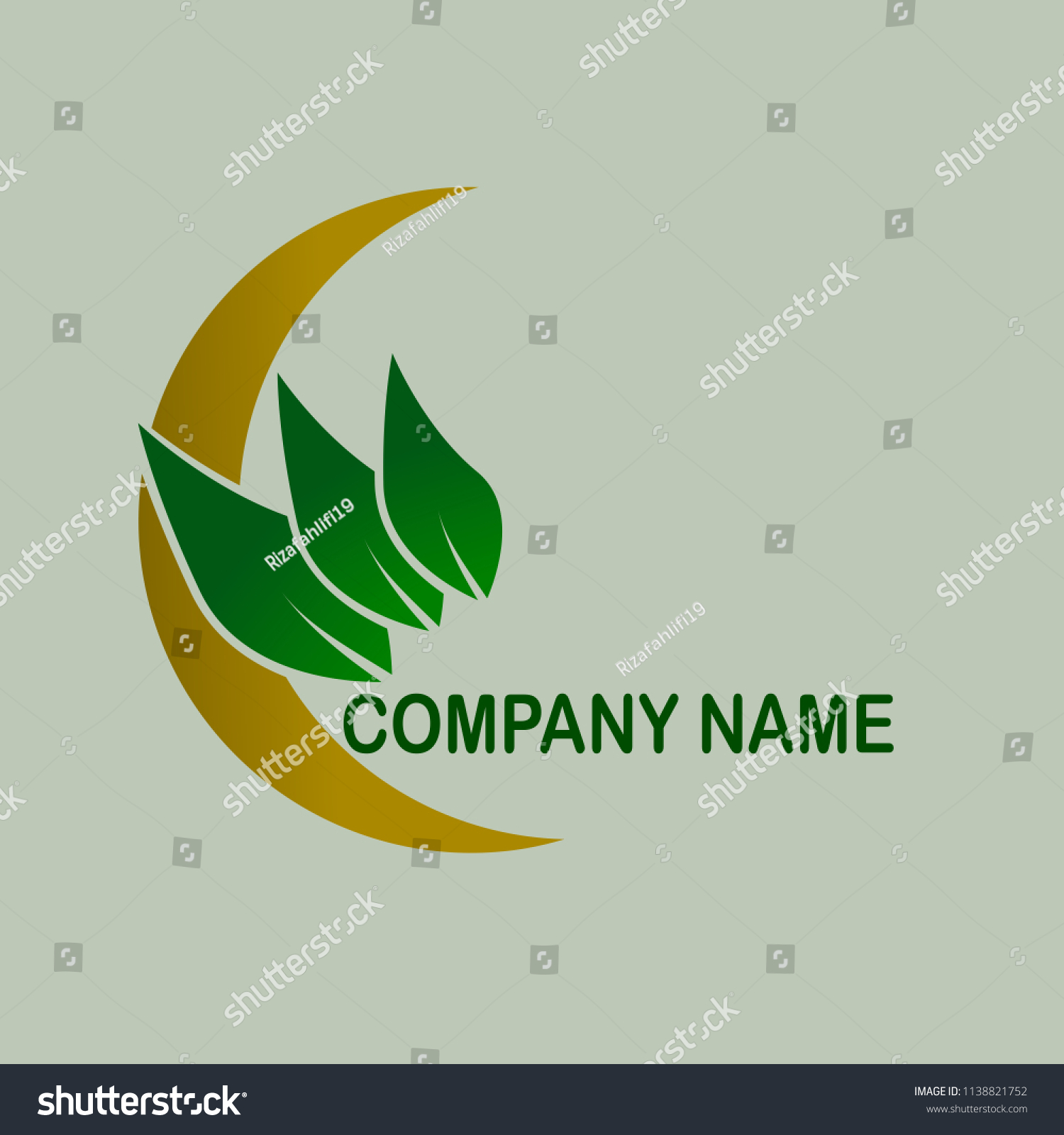 Crescent Moon Leaf Logo Stock Vector (Royalty Free) 1138821752 ...