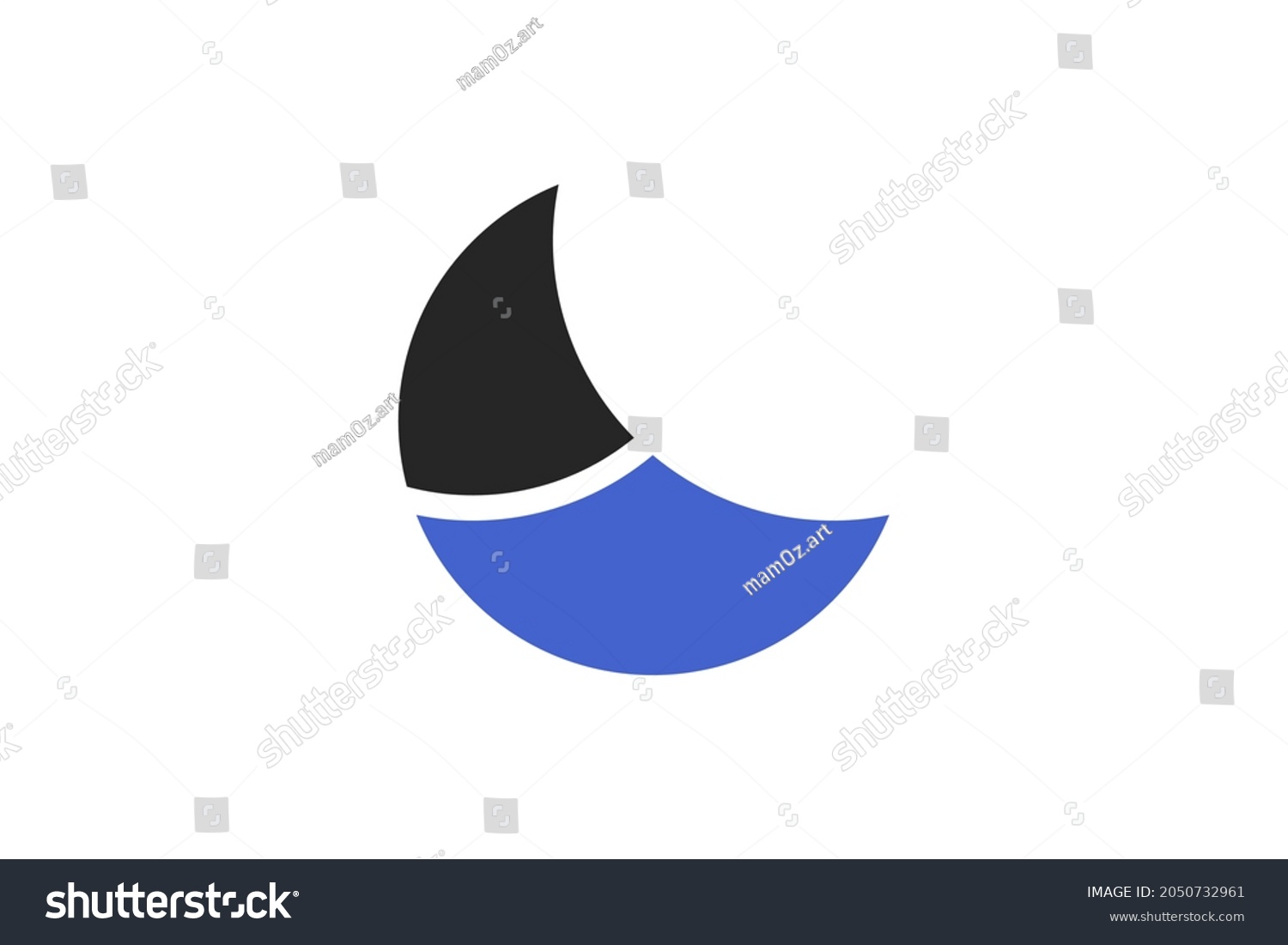 Crescent Moon Ocean Logo Design Concept Stock Vector (Royalty Free ...