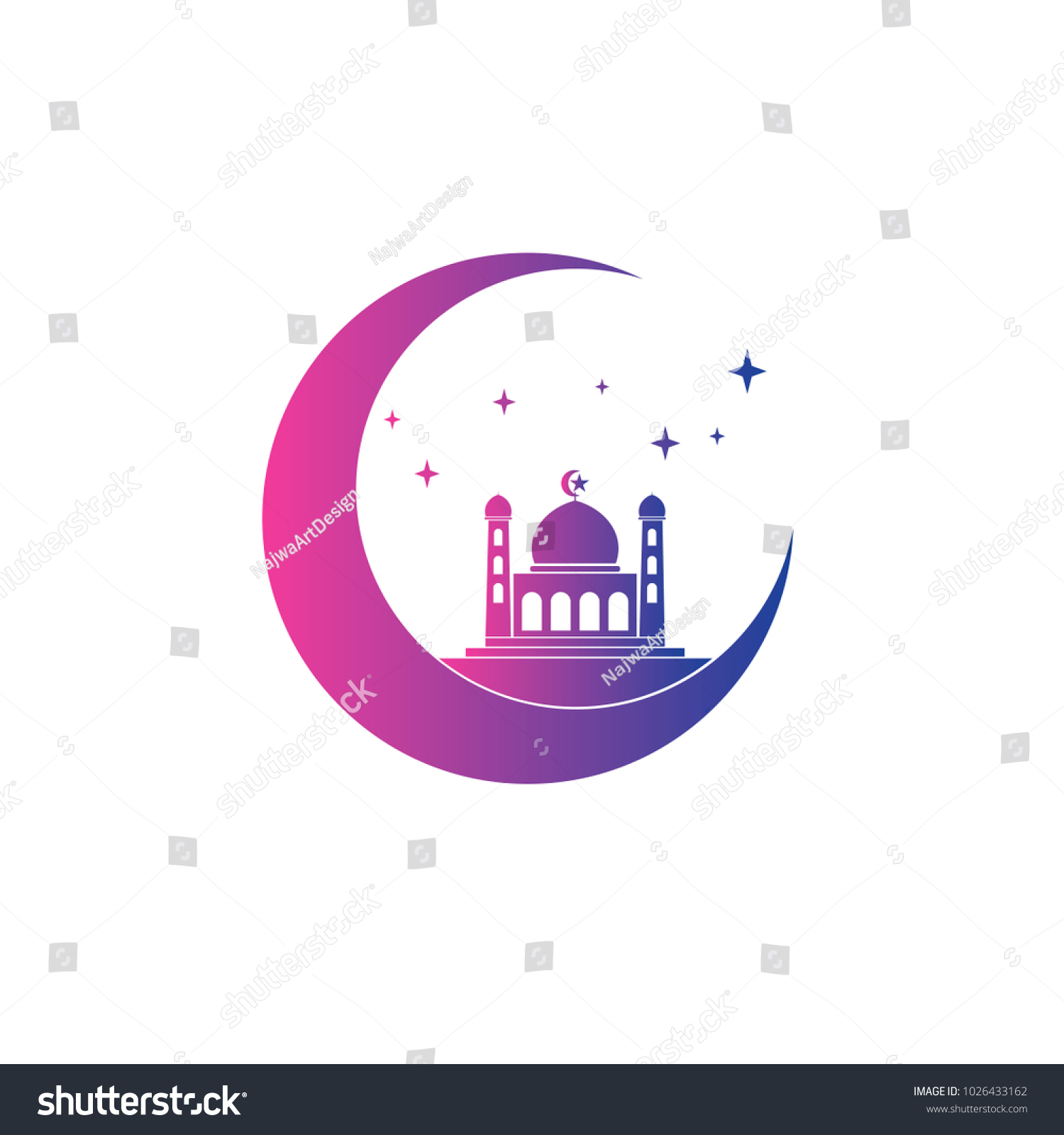Crescent Moon Mosque Logo Icon Vector Stock Vector (Royalty Free ...