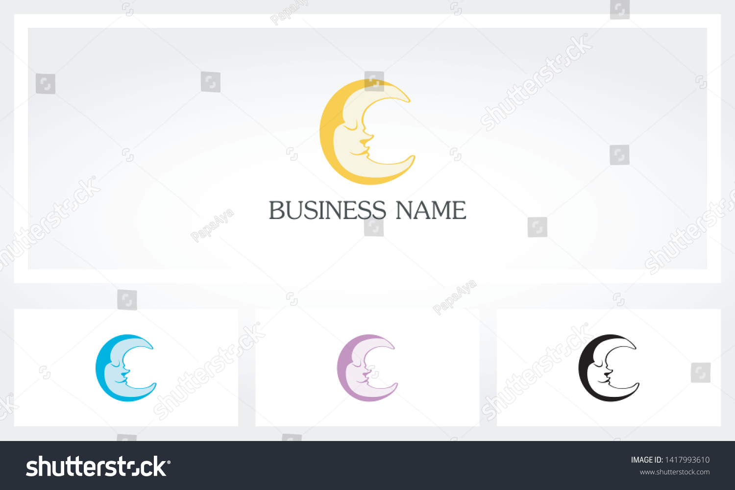 Crescent Sleeping Moon Dream Logo Stock Vector (Royalty Free) 1417993610