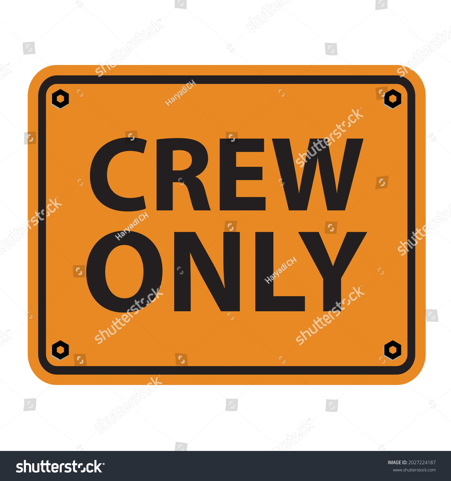 Crew Only Sign Text Stock Vector (Royalty Free) 2027224187 | Shutterstock