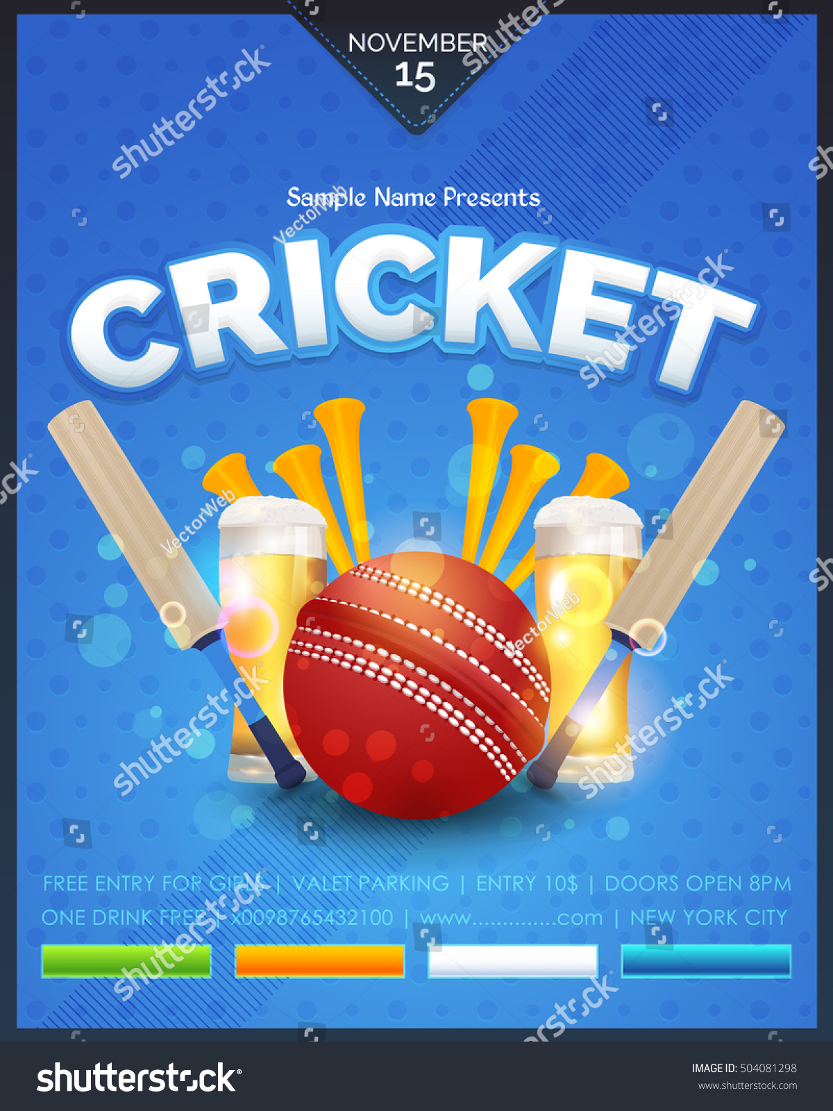 Cricket Event Flyer Poster Template Vector Stok Vektör (Telifsiz ...