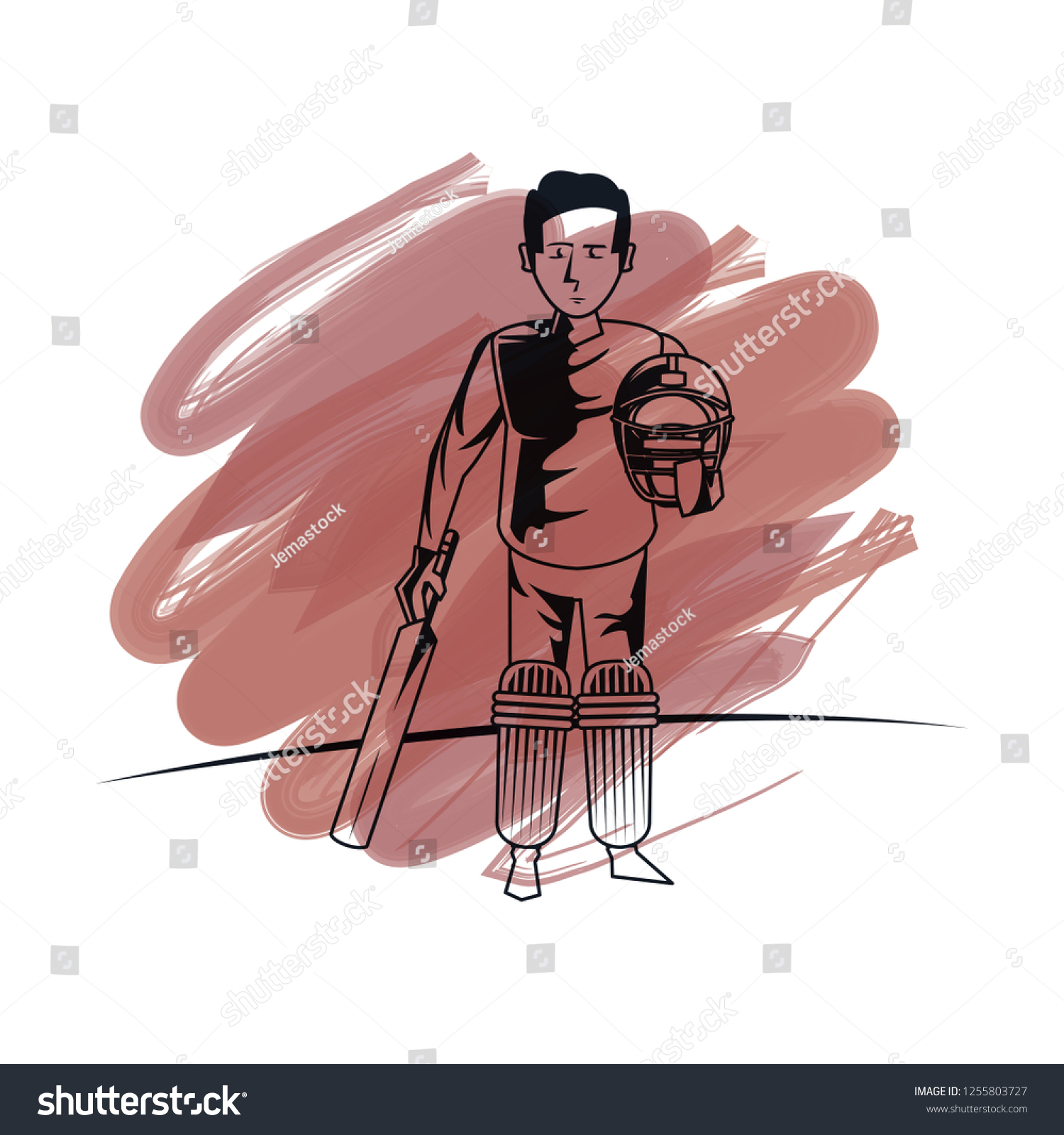 Cricket Player Cartoon Stock Vector (Royalty Free) 1255803727 ...